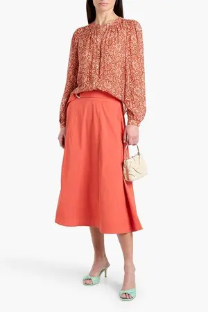 Veronica Beard Ashlynn Floral-print Silk-georgette Blouse - Brick