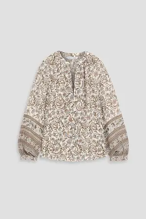 Veronica Beard Ailani Paisley-print Ramie Blouse