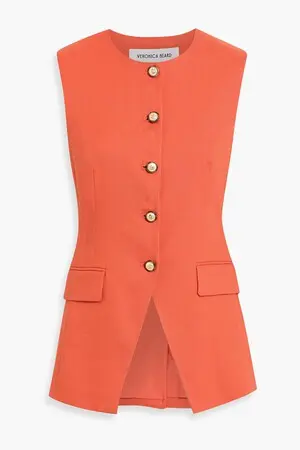 Veronica Beard Lois Linen-blend Twill Vest - Papaya