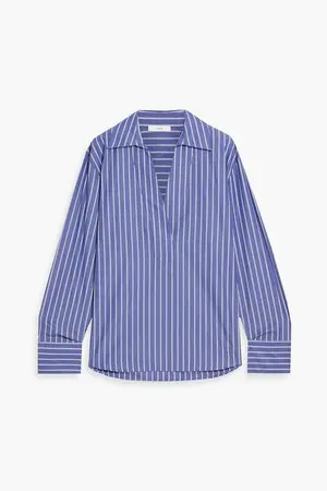 Vince Striped Cotton-poplin Blouse