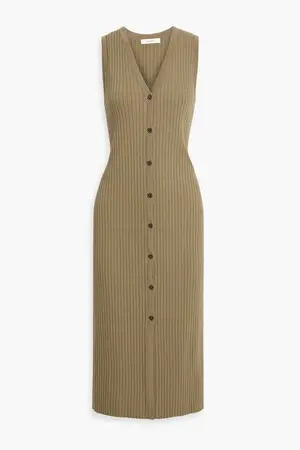 Ribbed Knit Bodice Midi Dresses