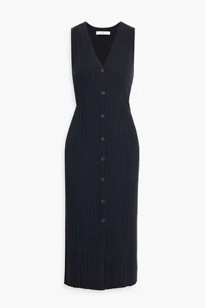 Vince Ribbed-knit Midi Dress - Midnight Blue