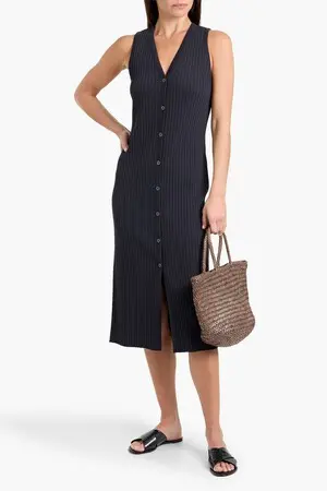 Vince Ribbed-knit Midi Dress - Midnight Blue