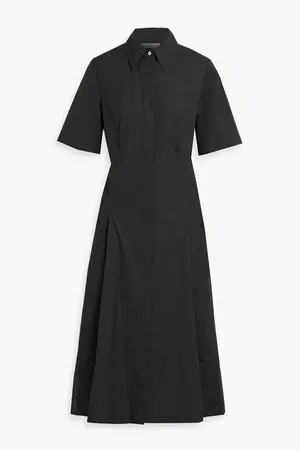 Vince Pleated Cotton-poplin Midi Shirt Dress