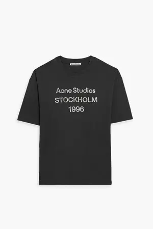 Acne Studios Printed Cotton And Hempblend Jersey Tshirt - Charcoal