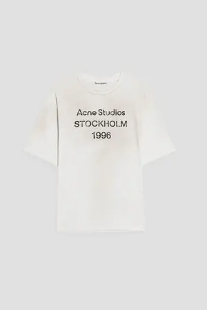 Acne Studios Printed Cotton And Hempblend Jersey Tshirt - Ecru