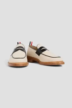 Thom Browne Leather-trimmed Canvas Penny Loafers