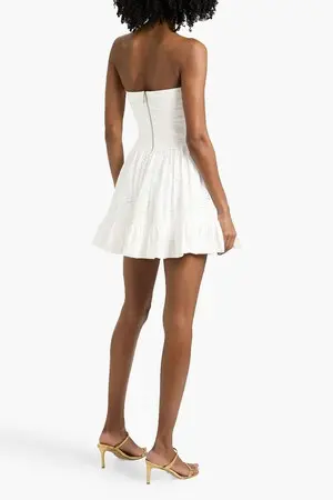 AREA Strapless Broderie Anglaise Mini Dress