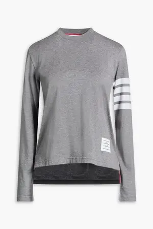 Thom Browne Striped Cotton-jersey Top - Gray