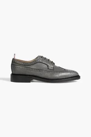 Thom Browne Metallic Pebbled-leather Brogues - Anthracite