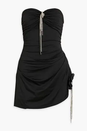 AREA Strapless Crystal-embellished Mini Dress