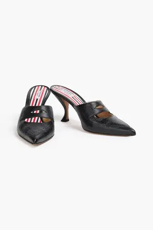 Thom Browne Cutout Pebbled-leather Mules