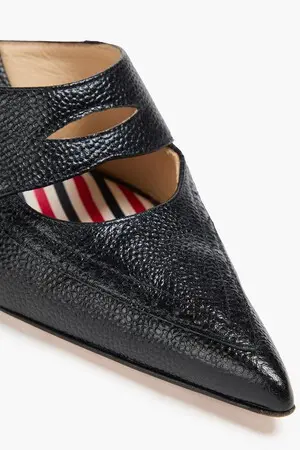 Thom Browne Cutout Pebbled-leather Mules