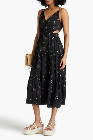 Maje Sequin-embellished Satin Midi Dress