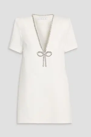 AREA Crystal-embellished Mini Dress - Off-white