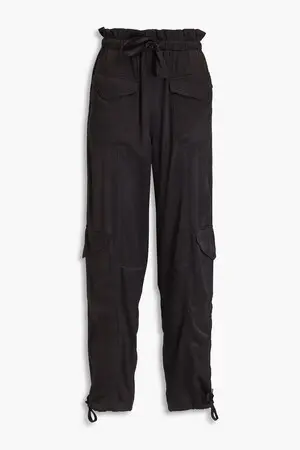 GANNI Cupro And Ecovero™-blend Satin Cargo Pants - Black