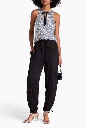 GANNI Cupro And Ecovero™-blend Satin Cargo Pants - Black