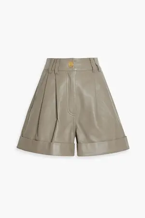 Balmain Pleated Leather Shorts