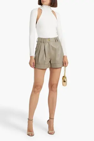 Balmain Pleated Leather Shorts