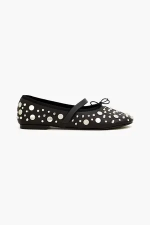 Maje Embellished Leather Mary Jane Flats