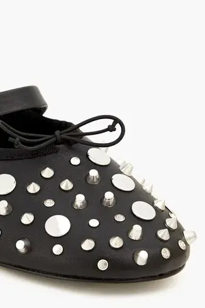 Maje Embellished Leather Mary Jane Flats