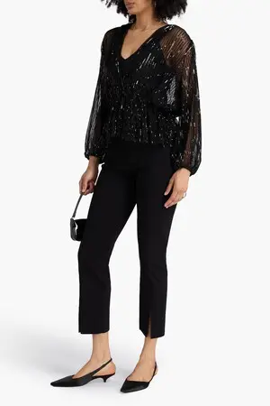 Maje Sequin-embellished Tulle Top