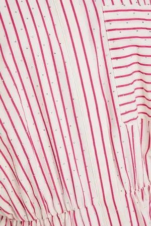 Maje Crystal-embellished Striped Jacquard Midi Shirt Dress