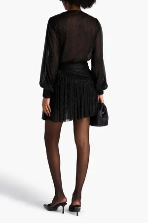 Maje Wrap-effect Metallic Tulle Mini Dress