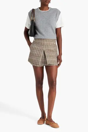 Maje Pleated Tweed Shorts