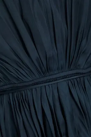 Maje Pleated Satin Peplum Top