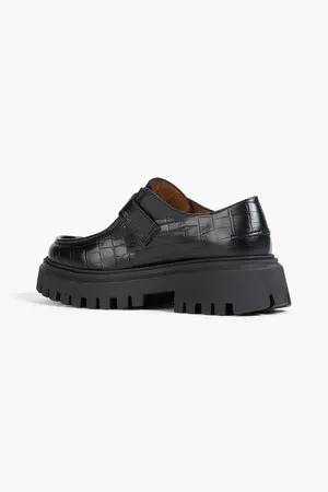 Maje Buckled Croc-effect Leather Loafers
