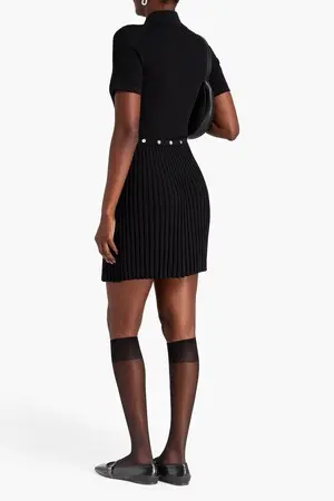 Maje Embellished Ribbed-knit Mini Dress