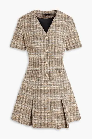 Maje Pleated Tweed Mini Dress