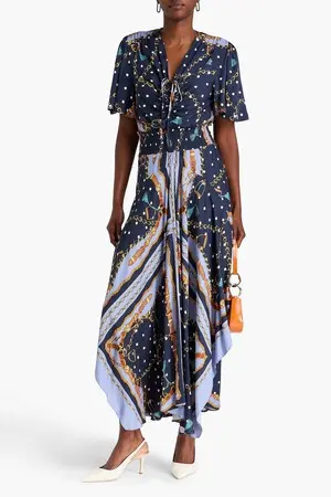 Maje Printed Crepe Maxi Dress