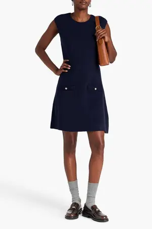 Maje Convertible Knitted Mini Dress And Sweater Set - Navy