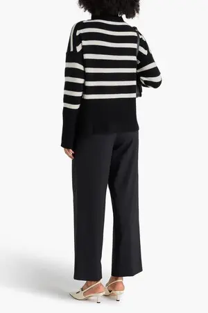 Maje Striped Cashmere-blend Half-zip Sweater