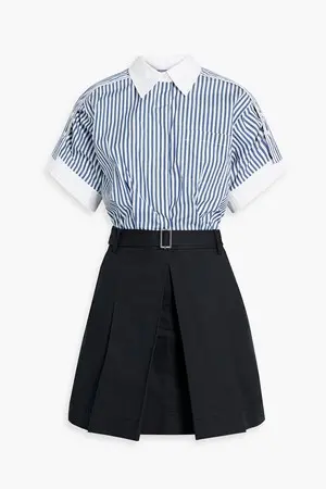 3.1 Phillip Lim Oxford Paneled Striped Mini Shirt Dress
