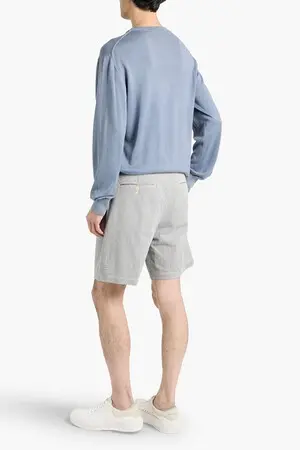 ALEX MILL Striped Cotton-seersucker Shorts