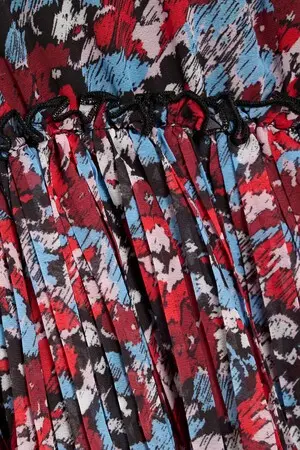 GANNI Pleated Printed Crepe De Chine Mini Dress