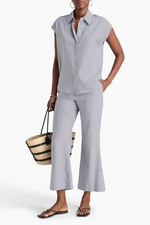 Vince Striped Linen And Cotton-blend Shirt