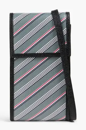 Thom Browne Striped Coated Canvas Phone Pouch - Gray