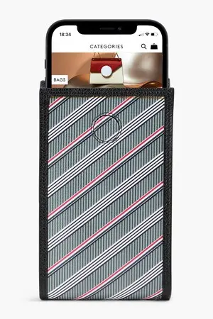 Thom Browne Striped Coated Canvas Phone Pouch
