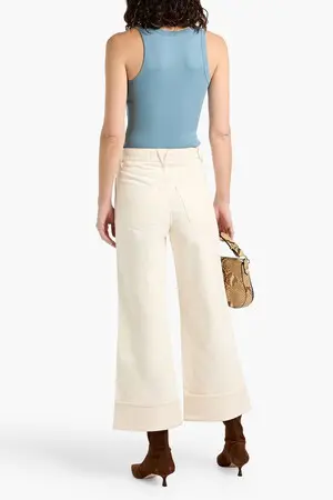 Veronica Beard Taylor Cropped Wide-leg Jeans - Ecru