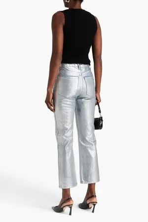 Veronica Beard Daniela Metallic Straight-leg Jeans