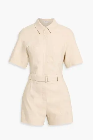 Simkhai Aspen Belted Linen-blend Playsuit - Beige