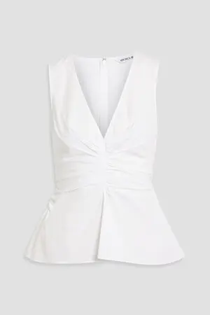 Veronica Beard Aiden Ruched Poplin Top