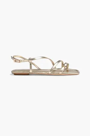 STUART WEITZMAN Georgie Metallic Leather Sandals - Gold