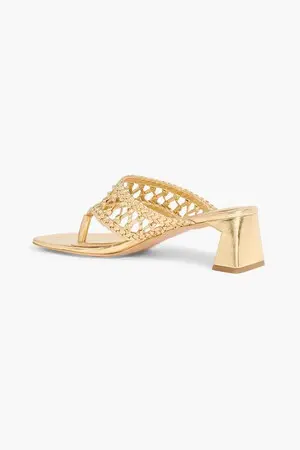 Simkhai Alia Metallic Woven Mules