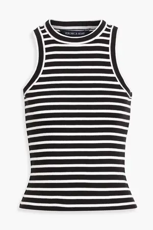 Veronica Beard Jordyn Cropped Striped Tank - Black