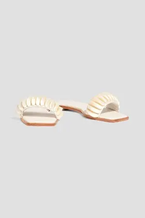 Simkhai Ripple Embellished Leather Slides - Ivory